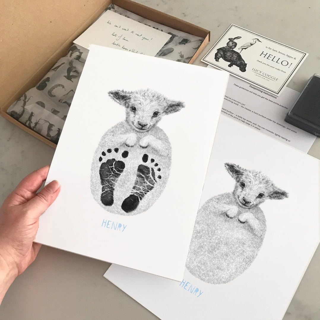 Personalised Baby Lamb Footprint Kit– Lucy Coggle