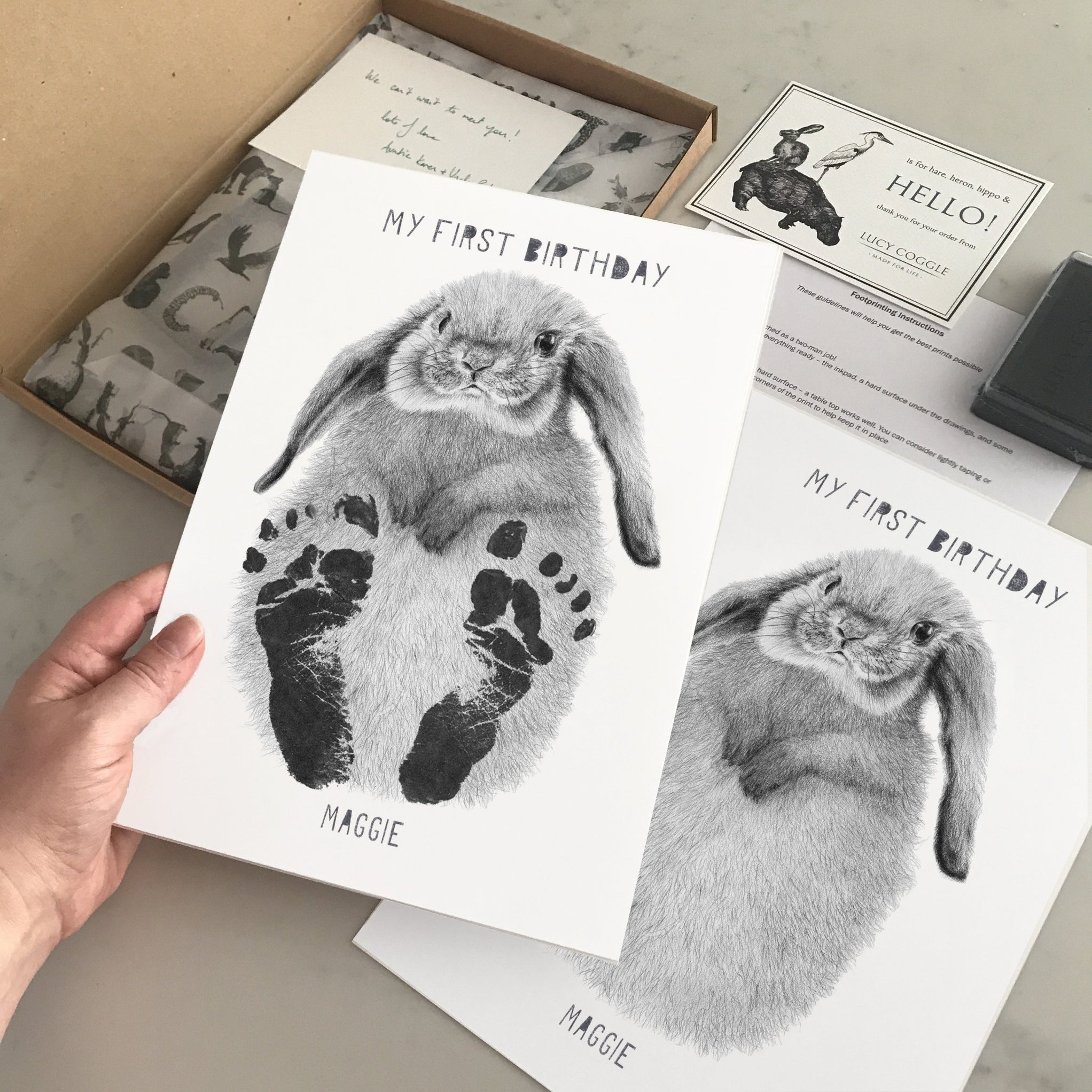 My First Birthday Personalised Baby Footprint Kit– Lucy Coggle