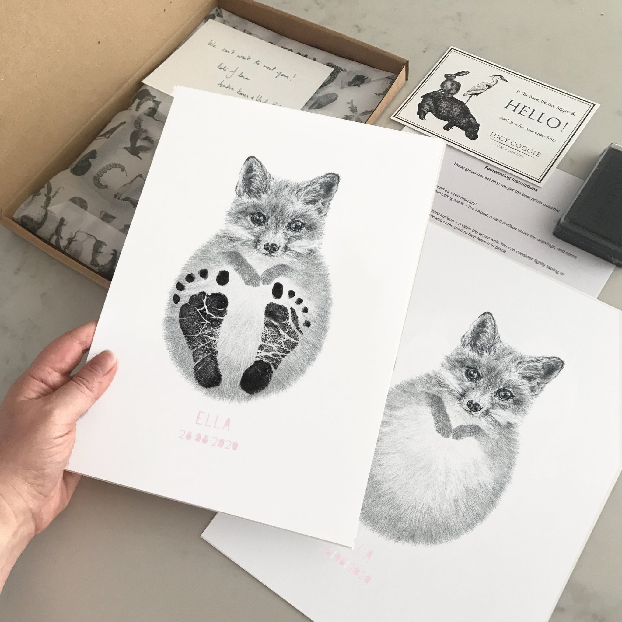 Personalised Baby Fox Footprint Kit– Lucy Coggle