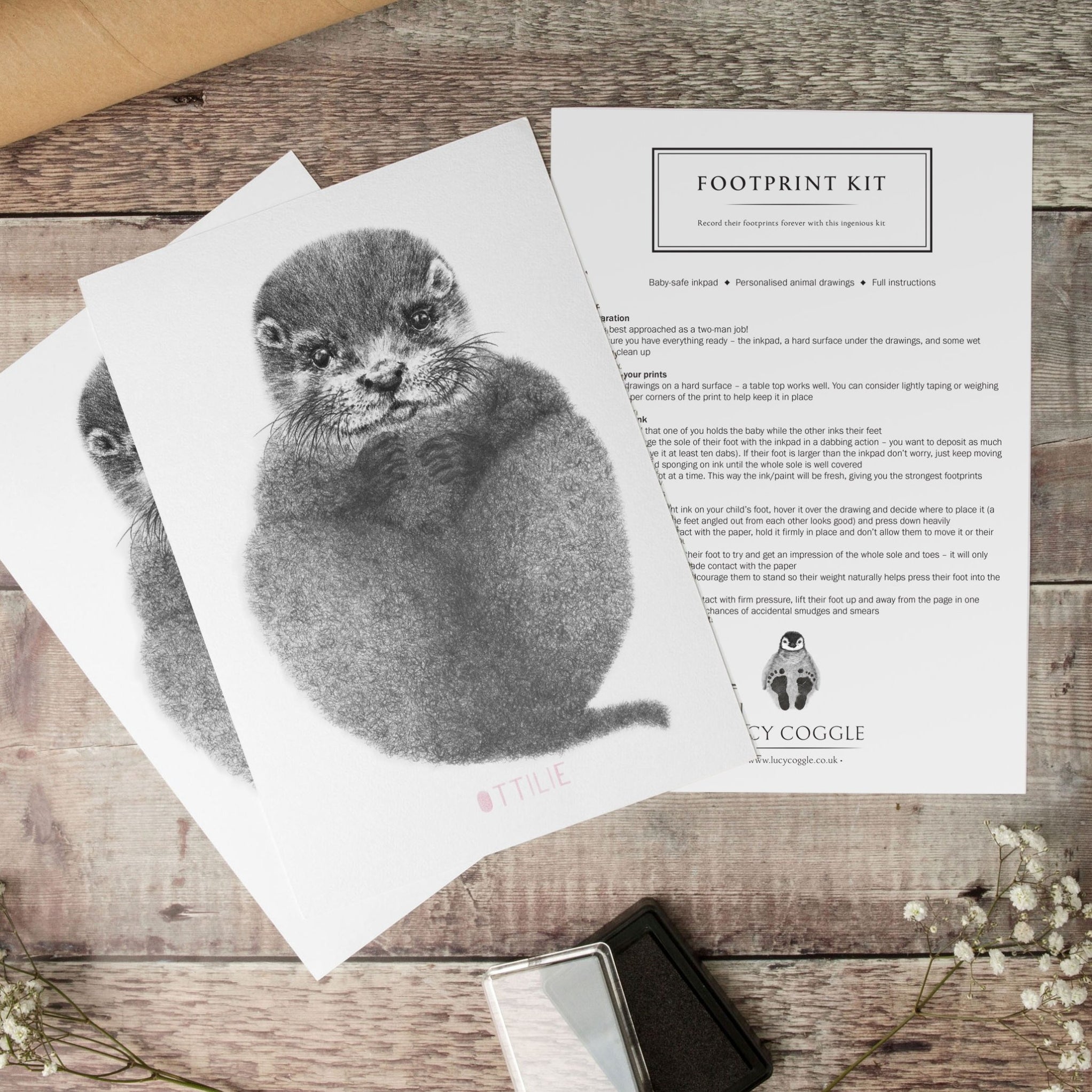 Personalised Baby Otter Footprint Kit– Lucy Coggle