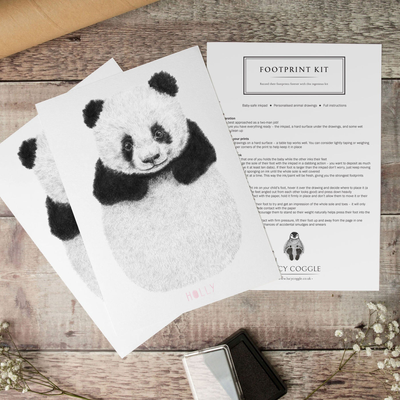 Personalised Baby Panda Footprint Kit– Lucy Coggle