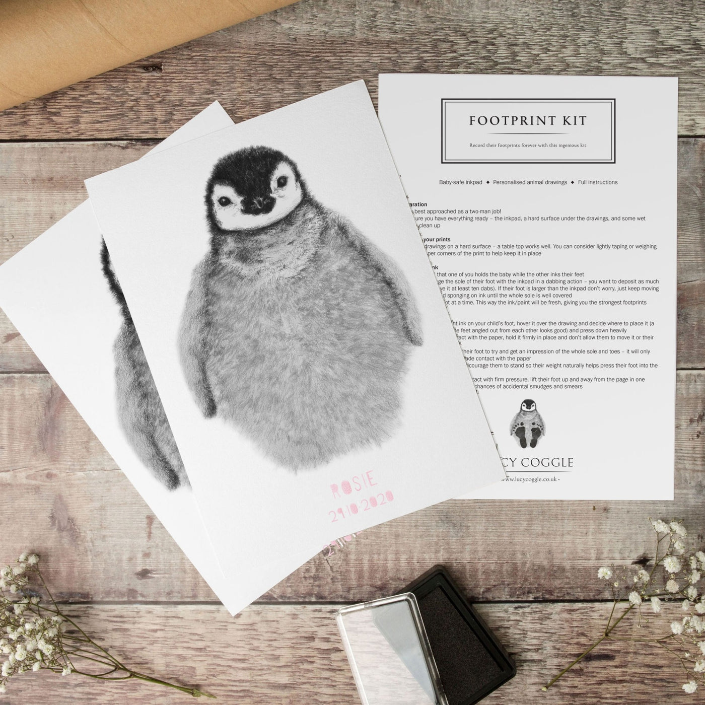 Personalised Baby Penguin Footprint Kit– Lucy Coggle